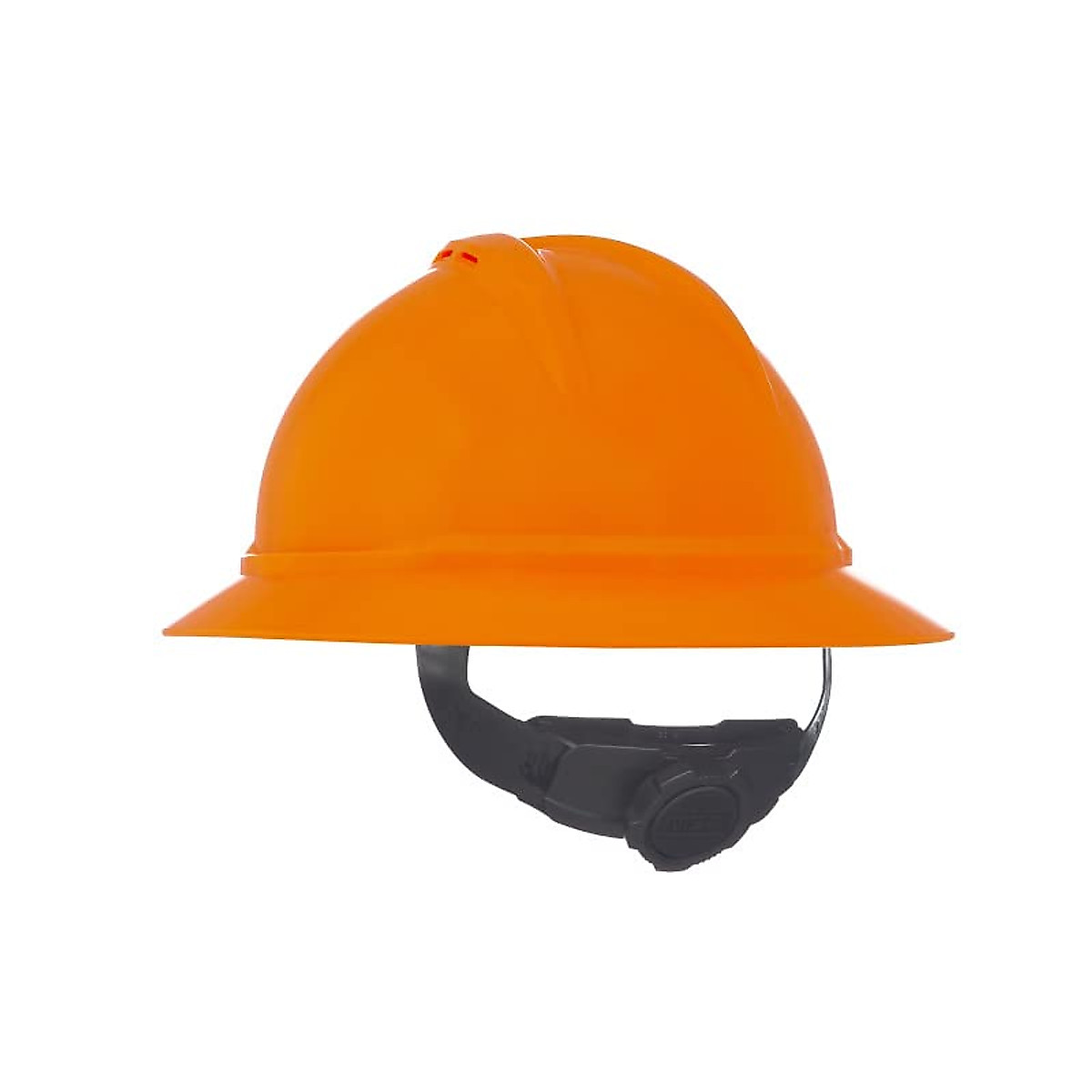 MSA 10167921 V-Gard 500 Full-Brim Hard Hat With Fas-Trac III Ratchet Suspension | Polyethylene Shell, Superior Impact Protection, Self Adjusting Crown Straps - Standard Size in Hi-Viz Orange