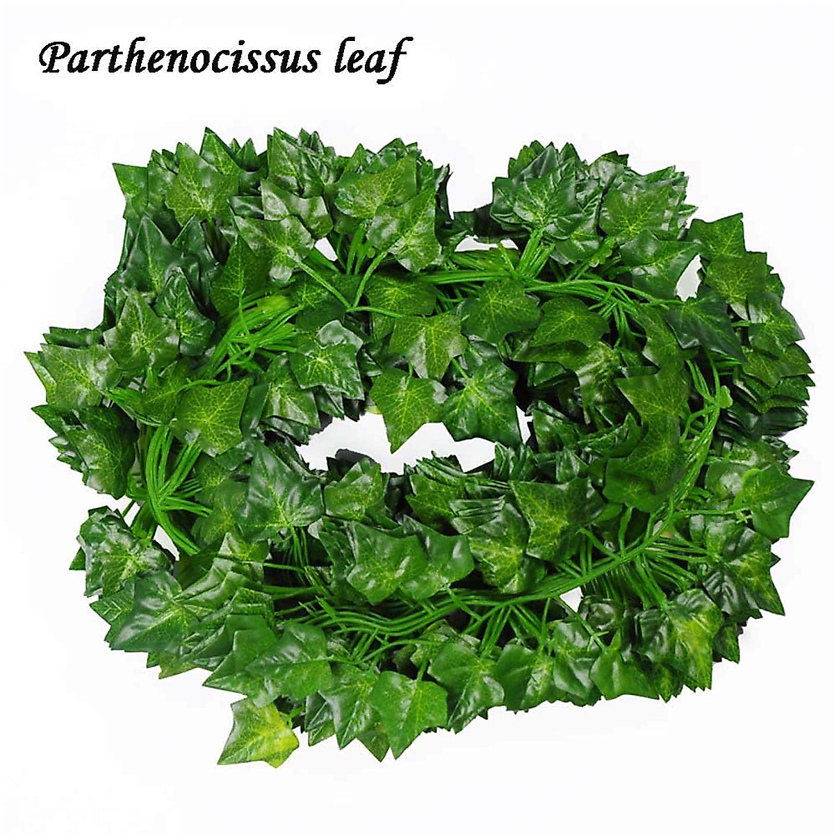 UGpine 6.7 Foot Artificial Ivy Wreath Leaf Vines, Fake Vines, Hanging Green Leaves Fake Plants, Vines Room Wedding Party Garden Wall Outdoor Green Wall Home Kitchen Garden Office Decoration [2]