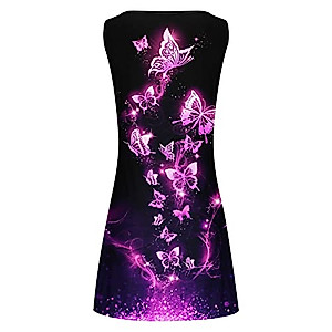 𝐏𝐫𝐢𝐦𝐞 𝐃𝐚𝐲 Deals Today 2023 Gifts for Friends Female, Midi Dresses for Women, Floral Dress for Women, Summer Casual Floral Dresses Cute A Line Dresses Mid Length Sleeveless