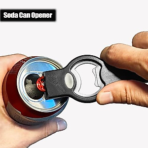 3-in-1 Magnetic Bottle and Can Opener for Refrigerator, Stainless Steel Manual Can Punch Opener for Liquid with Cap Catcher, Stick to Fridge for Easy Storage, Can Tapper Church Key with Magnet (Black)