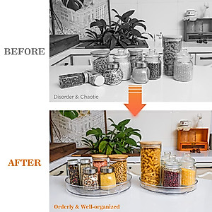 SjYsXm 2 Pack 10.63 inch Lazy Susan Organizer, Clear Lazy Susan Organizer Set for Cabinet, Rotating Lazy Susan Turntable Organizer Spice Rack Organizer for Kitchen Fridge Pantry Countertop Bathroom
