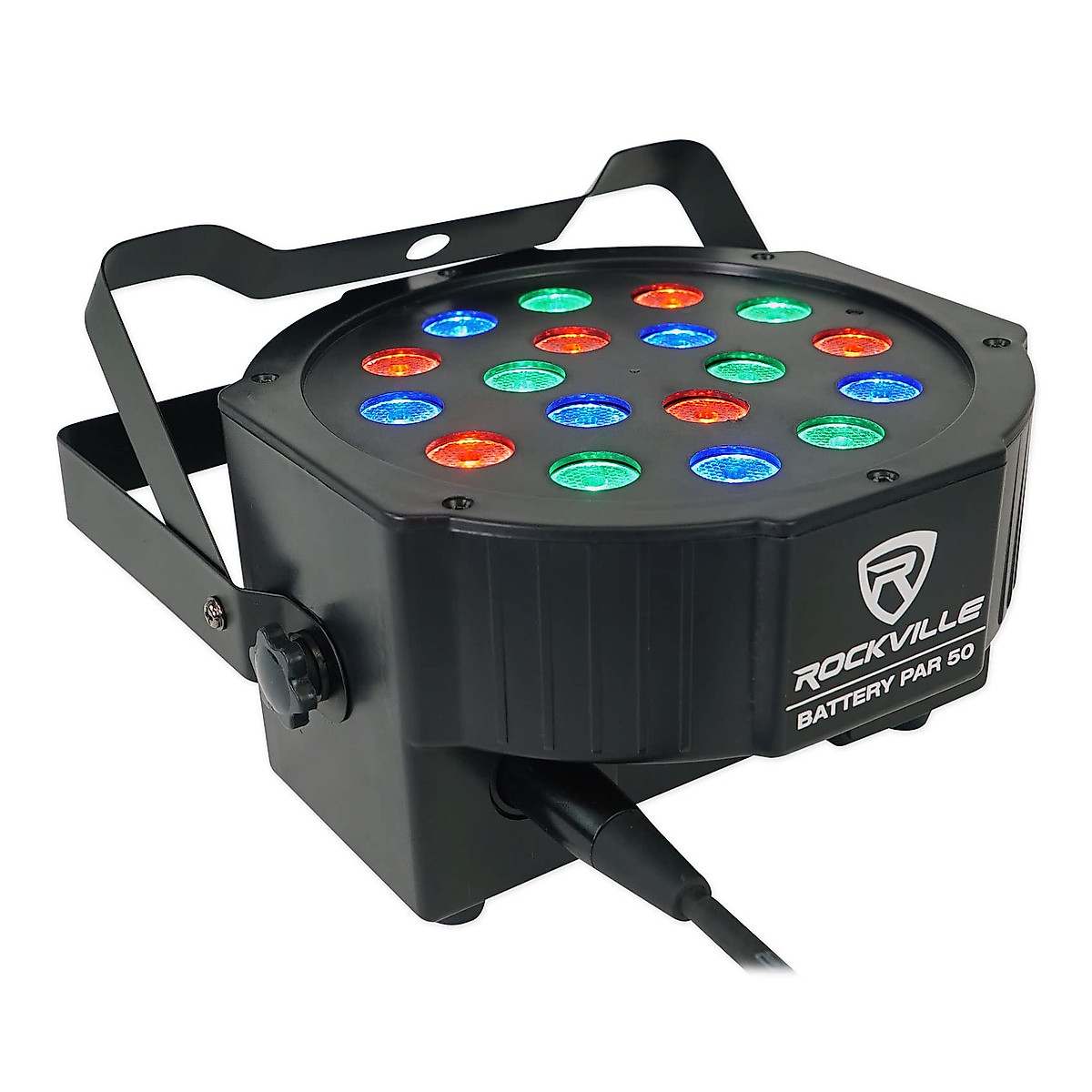 Rockville Battery PAR 50 Black, 10 Pack Rechargeable RGB Wash Lights with Charging Flight Case, Includes RF Remote, 10 Hour Battery Life, Perfect for Events, Parties & DJ Gigs