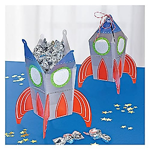 amscan Blast Off Birthday Favor Box | 5 1/2" x 2" | Multicolor - 8 Pcs.