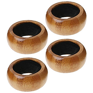 Luxshiny 4Pcs Wine Bottle Collar Wood Wine Drip Ring Wine Bottle Neck Catcher Reusable Bottle Stopper Wine Accessories for Restaurant Home Bar Brown