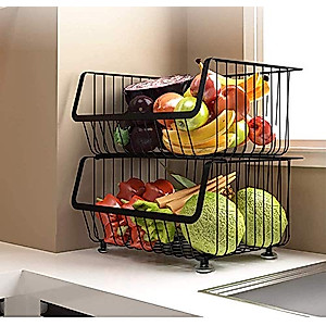 PEPDRO 2 Tier Vegetable Fruit Rack Kitchen Table Board Storage Basket Multifunctional Storage Rack Shelf