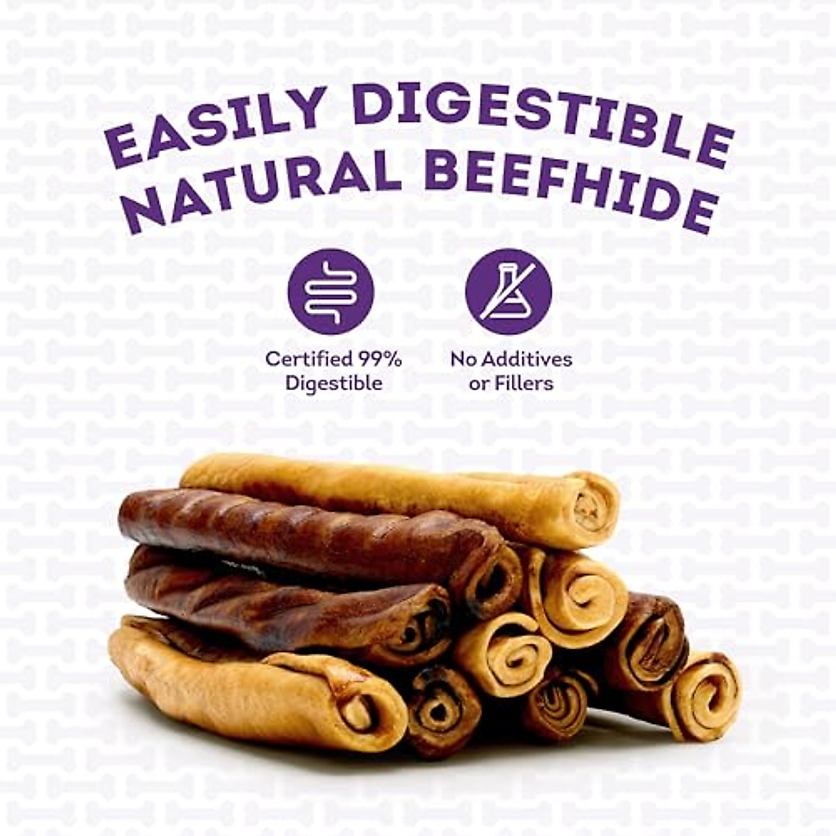 Treatly USA Beefhide Rolls 8-9" Dog Chew Treats - Chicken & Beef Flavor, 10 Count/1 Pack