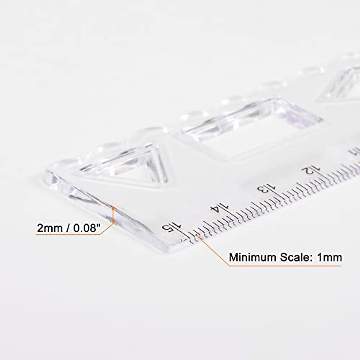 HARFINGTON 2pcs Straight Plastic Ruler 15cm Metric Plastic Clear Measuring Tool Hollow Design with Wavy Line for Classrooms Home Office, Transparent