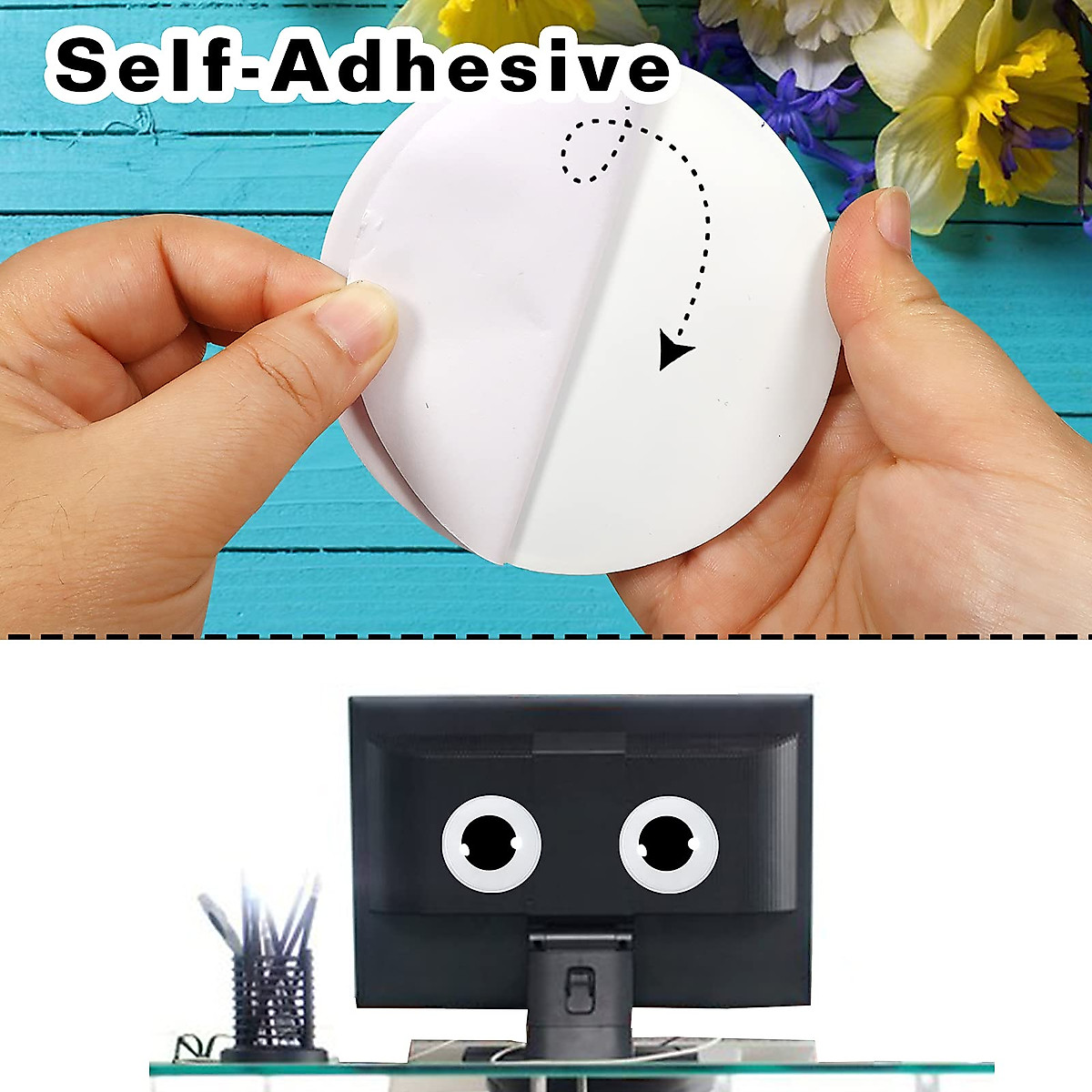 TOAOB 8pcs Giant Googly Eyes 4 Inch Plastic Wiggle Eyes with Self Adhesive White Googly Eyes for DIY Crafts Christmas Halloween Decoration