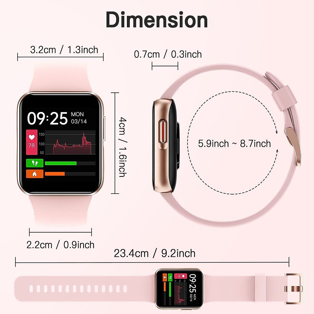ZOSKVEE Smart Watch, Smartwatch for Android & iOS with Heart Rate, Blood Oxygen Monitor & Sleep Tracker, 1.4" Dynamic Watch Face 5ATM Waterproof, Fitness Tracker 30 Days Standby for Men, Women