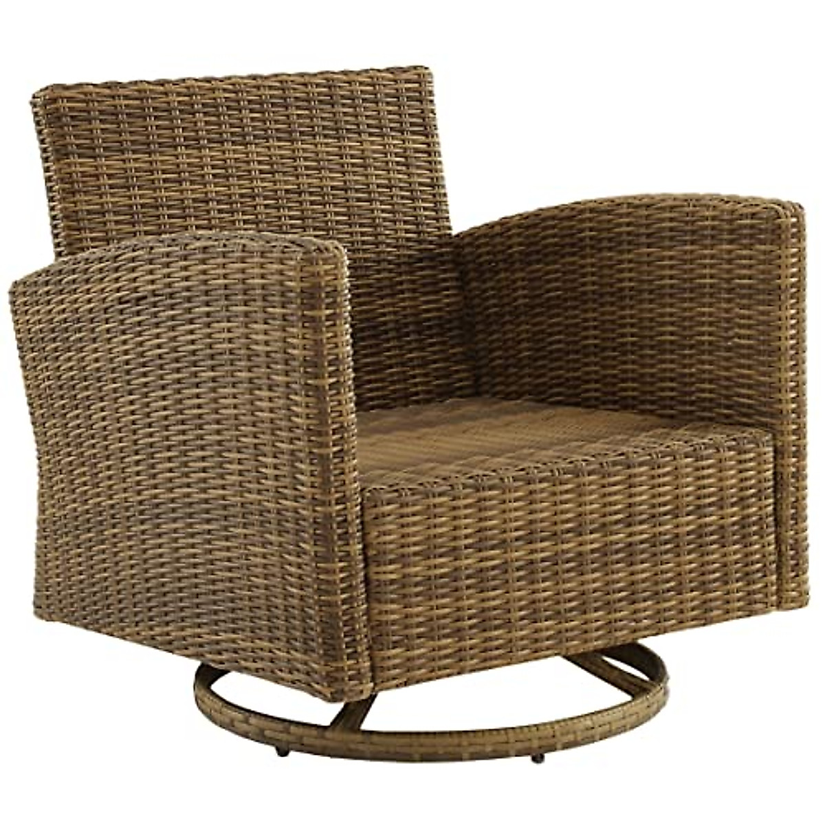 Crosley Furniture Bradenton Swivel Rocker Outdoor Chair, Wicker Patio Chairs for Porch, Deck, Balcony, Brown with Gray Cushions