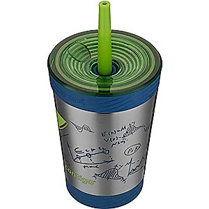 Contigo Thermalock Kids Water Bottle, 12 Ounces – Stainless Steel with Vacuum Insulation Leak and Spill Proof Tumbler, 100% BPA-Free Rocket & Unicorn Design Navy & Light Blue