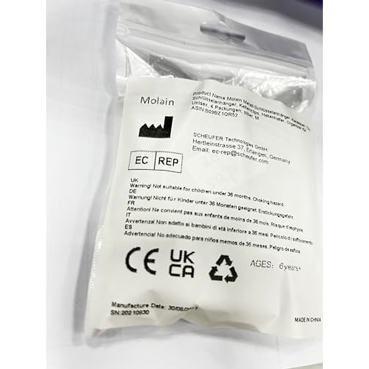 Molain Metal Keychain Carabiner Clip Keyring Key Ring Chain Clips Hook Holder Organizer for Car Keys Finder for Men, 4 Packs