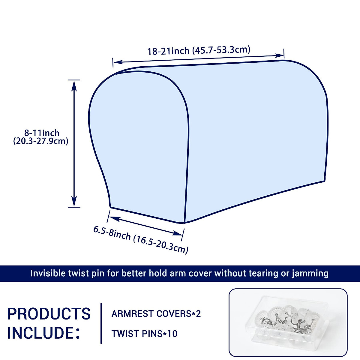 SUBRTEX Stretch Armrest Covers Spandex Arm Covers for Chairs Couch Sofa Armchair Slipcovers for Recliner Sofa with Twist Pins 2pcs (Black)