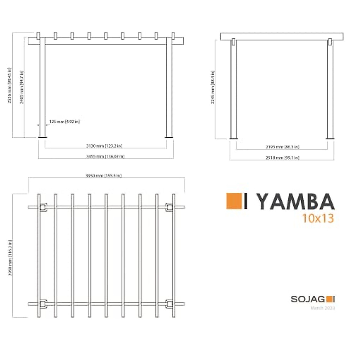 Sojag Yamba 10 ft. x 13 ft. Pergola