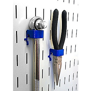 Wall Control 1in x 1in C-Bracket Slotted Metal Pegboard Hook Pegboard and Slotted Tool Board – Blue