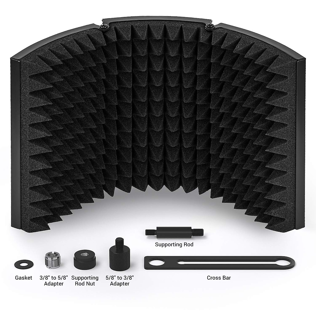 TONOR Microphone Isolation Shield, Studio Mic Sound Absorbing Foam Reflector for Any Condenser Microphone Recording Equipment Studio, Black