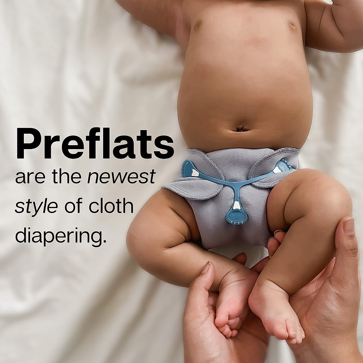 Happy BeeHinds Preflat Baby Diapers - Organic Cotton Cloth Diapers for Babies, Soft and Gentle Solution Perfect for Overnight Diapering, with a Custom Fit and Silky Soft Material (Turquoise)