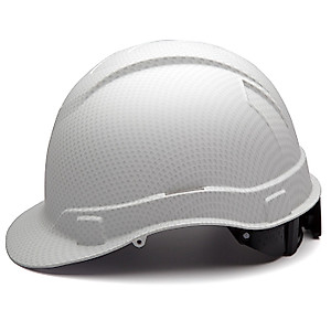 Pyramex Ridgeline Cap Style Hard Hat, 4-Point Ratchet Suspension, Matte White Graphite Pattern