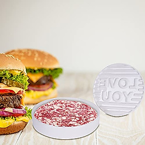 Vencer Mother's Day Present 5 inches Ceramics Hamburger Press Patty Maker and Squeeze Grease, Burger Mold Ring with 100 Patty Papers,White,VPG-001W