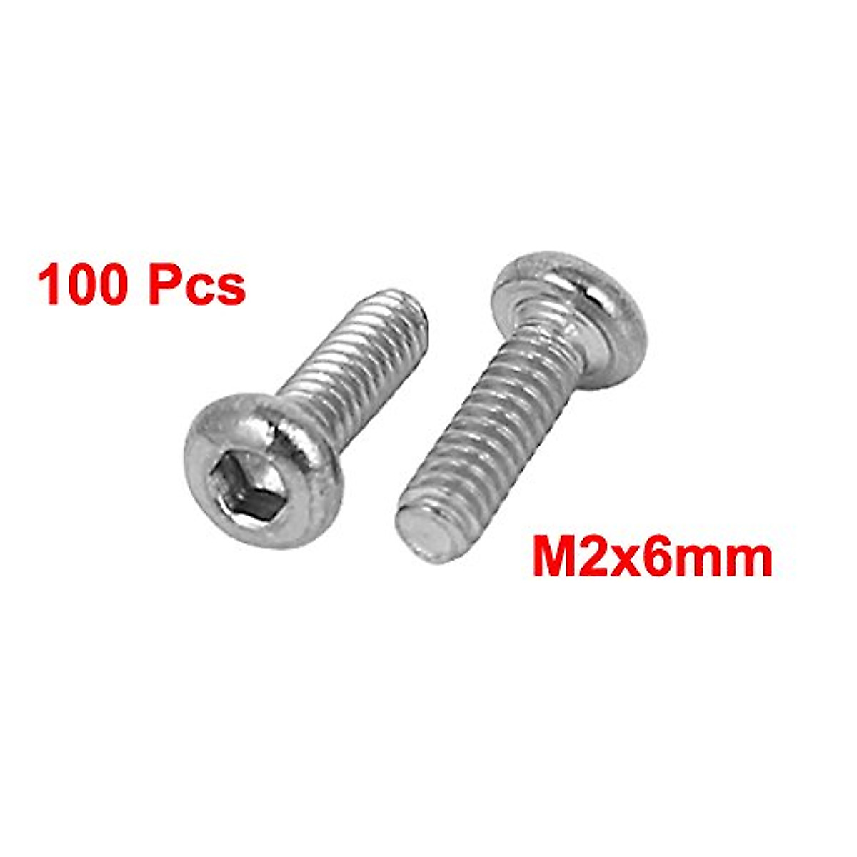 uxcell M2x6mm Stainless Steel Hex Socket Button Head Cap Bolts Screws 100 Pcs