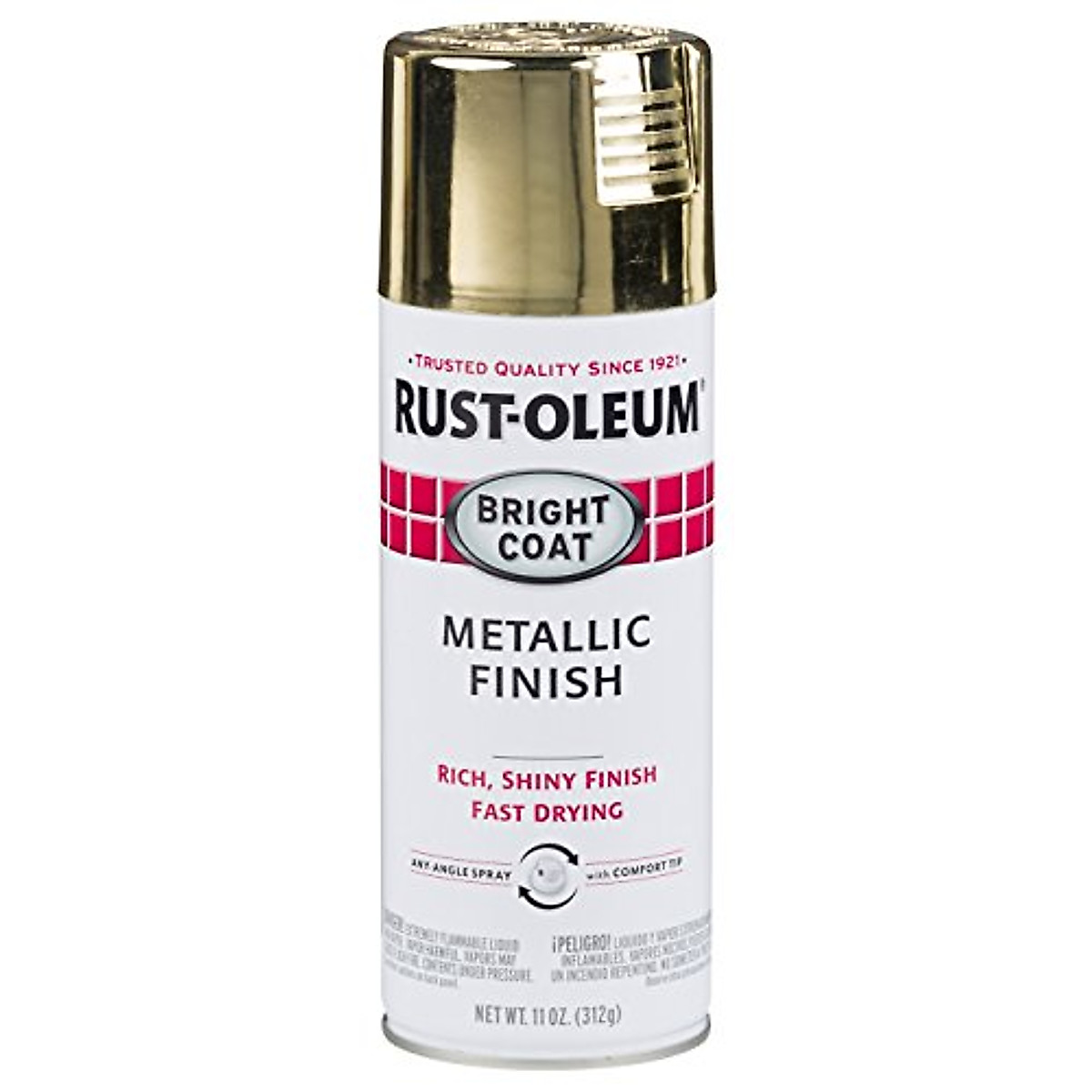 Rust-Oleum 7710830 Stops Rust Bright Coat Metallic Spray Paint, 11 Ounce (Pack of 1), Gold & Krylon K05545007 COLORmaxx Spray Paint and Primer for Indoor/Outdoor Use, Gloss White 12 Oz (Pack of 1)