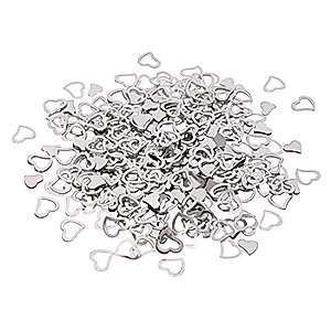 ONLYKXY 1200Pcs Love Heart Shaped Confetti, Table Wedding Decoration, Glitter Confetti for Wedding Party (Silver)