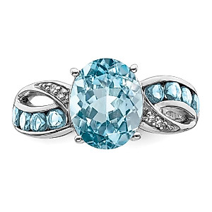 IceCarats 925 Sterling Silver Diamond Sky Blue Topaz Ring Gemstone Band Size 10