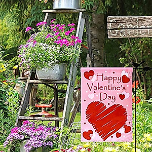 Valentine’s Garden Flag 12 x 18 Inch Double Sided Valentine Yard Flags Decorative Valentine’s Day Outdoor Decoration