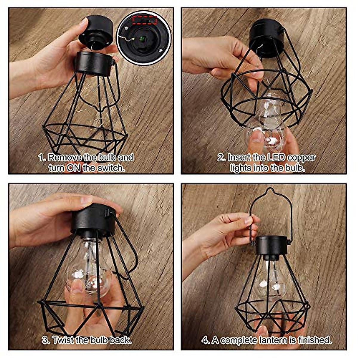 MAGGIFT 2 Pack Hanging Solar Lights, Outdoor Solar Powered Tabletop Lanterns with 15 LED Copper Lights Blub, Waterproof Solar Lantern with Handle for Yard, Lawn, Patio, Garden Decoration, Warm White