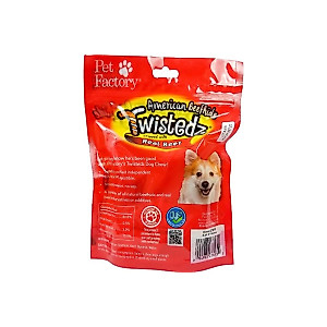 Pet Factory Twistedz American Beefhide 4-5" Knotted Bones Dog Chew Treats w/ Real Beef Meat Wrap - 3 Count/1 Pack