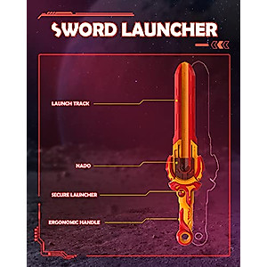 Infinity Nado Battling Tops Burst Toy for Boys Grils Age 8-12 - Including Gaming Top Toys, Sword Launcher - Blazing War Bear, Flame Red