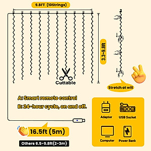 HXWEIYE 300LED Fairy Curtain Lights, USB Plug in 8 Modes Christmas Fairy String Hanging Lights with Remote Controller for Bedroom, Indoor, Outdoor, Weddings, Party, Decorations（9.8x9.8Ft, Warm White）