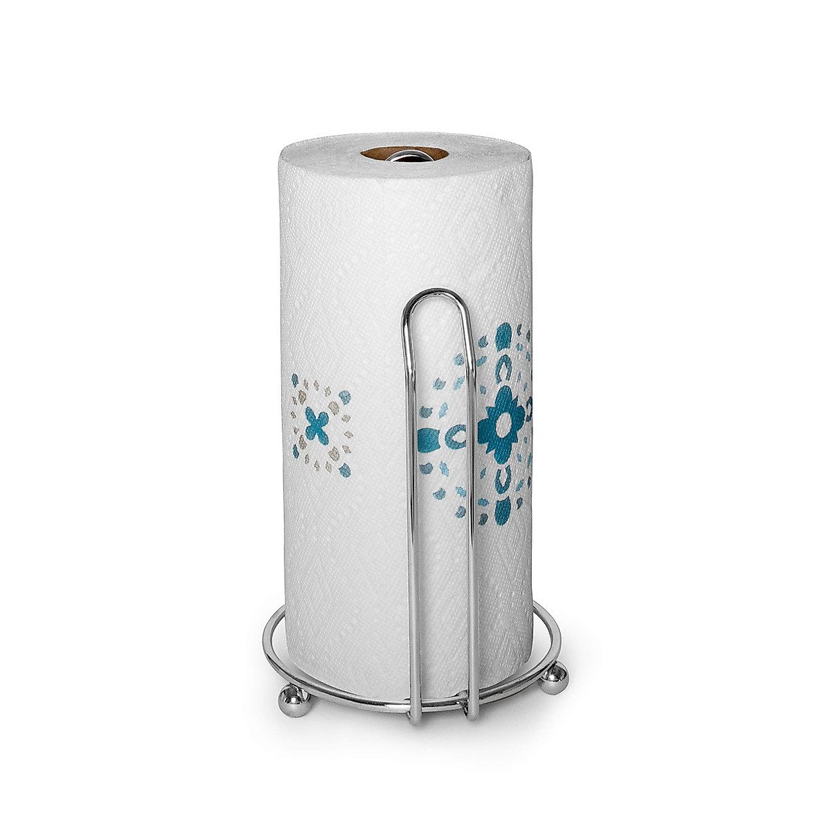 Spectrum Diversified Pantry Works Deluxe Paper Towel Holder Roll Dispenser Stand for Kitchen Countertop & Dining Room Table, Chrome