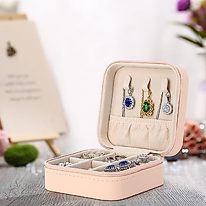 LETURE 3 Pieces Small Jewelry Box Organizer for Women Travel, Portable Mini Travel Jewelry Organizer Display Storage Box For Rings Earrings Necklaces Gifts (3PCS PINK)
