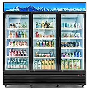 Wilprep Commercial Display Refrigerator, 52.4 cu ft 3 Glass Door Merchandiser Refrigerator with LED Lights, 67.3 in Upright Beverage Cooler for Restaurant Retail Stores, ETL & ETL Sanitation Listed