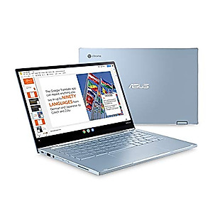 ASUS Chromebook Flip C433 2 in 1 Laptop, 14" Touchscreen FHD NanoEdge Display, Intel Core m3-8100Y Processor, 8GB RAM, 64GB eMMC Storage, Backlit Keyboard, Silver, Chrome OS, C433TA-AS384T