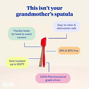 GIR - Premium Silicone Spatula - For Cooking, Baking & Mixing - Skinny & Seamless Design - Heat-Resistant up to 550°F - Nonstick - Dishwasher Safe Cookware - BPA Free - Kitchen Essentials - Red