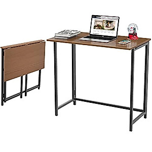 Naspaluro Folding Desk, Folding Computer Desk, No Assembly Home Office Simple Laptop Desk Study Writing Table Foldable Gaming Workstation for Small Space Offices Living Room Bedroom