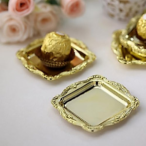 Efavormart 12 Pack | Gold Square Baroque Mini Party Favor Candy Tray Treat Gift Display Serving Plate - 3"x3"