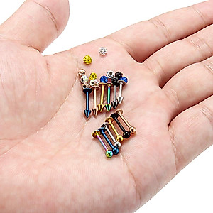 Dyknasz 16G Stainless Steel Monroe Lip Rings Labret Studs Medusa Body Jewelry Piercing for Women Men 3mm Ball 10mm Bar Length Silver-Tone Rose Gold Black Ball Spike