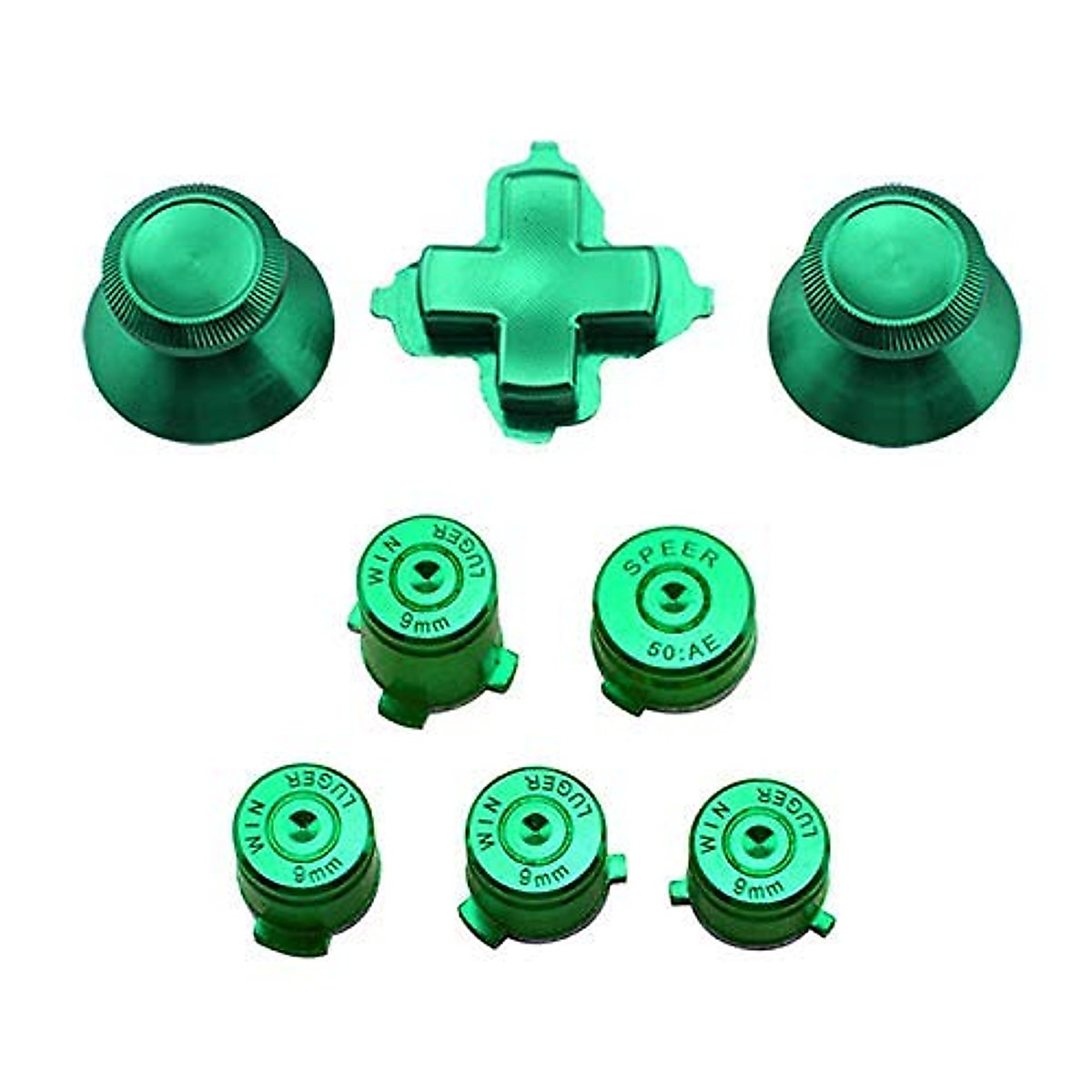 DIY Thumbstick Cap Joystick Analog Cap + Bullet ABXY + D-Pad Dpad Buttons with Screwdrivers Set for Xbox one Controller (Green)
