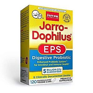 Jarrow Formulas Jarro-Dophilus EPS - 5 Billion Viable Organisms Per Serving - 120 Enteric Coated Veggie Caps - Multi-Strain Probiotic - Intestinal & Immune Health - Up to 120 Servings