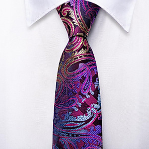 Hi-Tie Silk Boys Tie 8-14 Self-Tied Ties for Boy Paisley Solid Kid Necktie and Pocket Square Set for Wedding,Purple