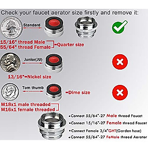 WHK Faucet Adapter Faucet to Hose Adapter Multi-Thread Garden Hose Adapter kitchen Sink Faucet Adapter to Garden Hose Brass Aerator Adapter for Female to Male and Male to Male-Chrome plated (2pack）