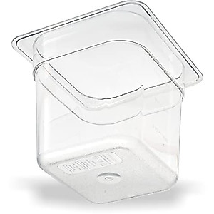 Carlisle FoodService Products Plastic Food Pan 1/6 Size 6 Inches Deep Clear (Pack of 6)