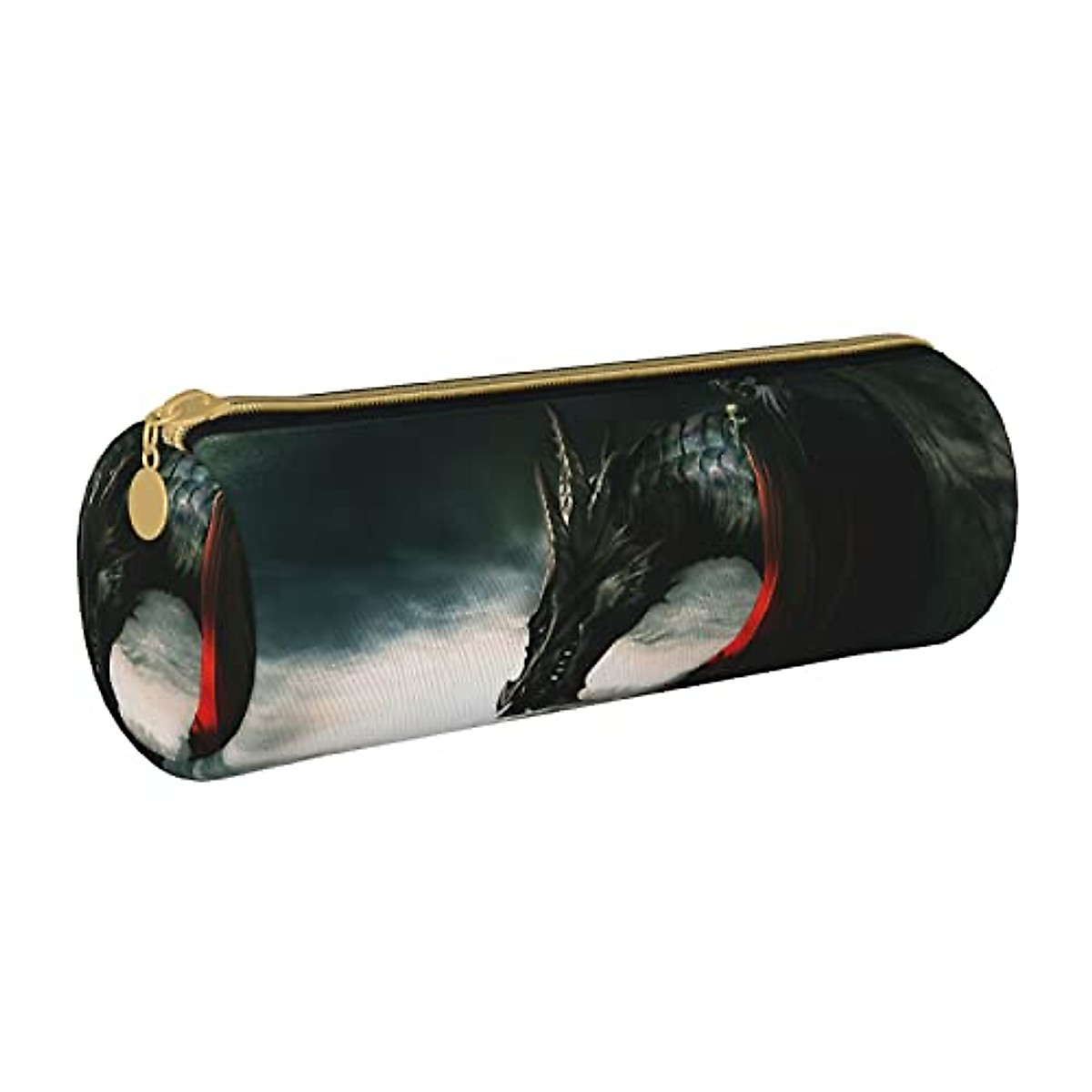 Dragon Pencil Case Pen Pouch Cylinder Small Carrying Box for Women Adult With Smooth Zipper Simple Durable Lightweight for Office Organizer Storage Bag