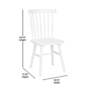 Flash Furniture Solid Wood Spindle Back Armless Kitchen or Dining Room Chairs-No Assembly Required, (Pack of 2), White Visit The Store