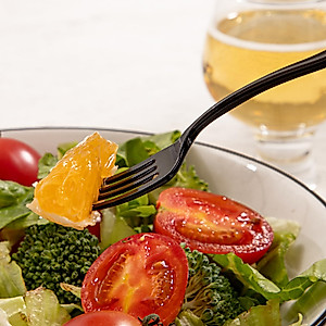 WDF 300 Pieces Black Plastic Mini Forks-4inches Black Plastic Forks-Heavy Duty Plastic Tasting Forks-Perfect for Small Appetizers and Desserts