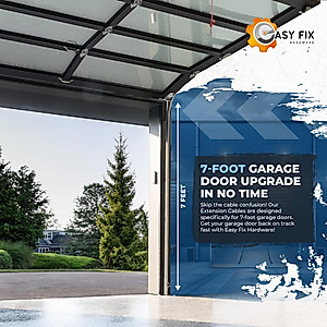 Garage Door Extension Spring Cable Wire -Safety Cable 7 or 8 Feet Garage Door Opener Extension Cable Garage Springs Pair 13' - Garage Door Spring Replace Extension Cable (7 Feet Garage Door)