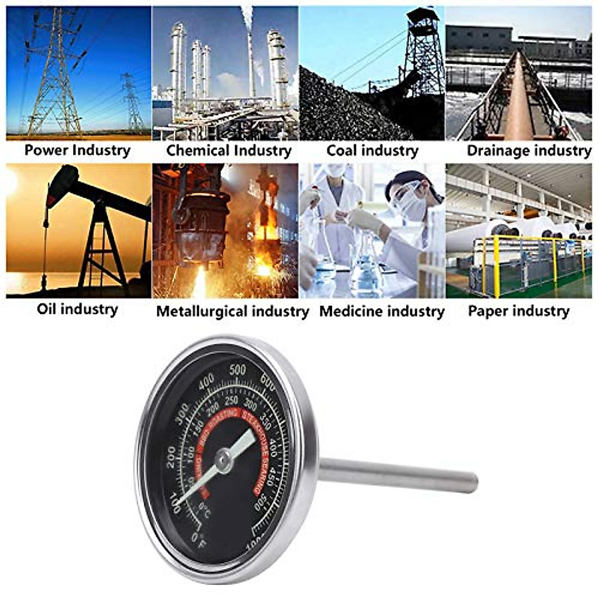 TS BX51 Stainless Steel Oven Barbecue Thermometer, Large Dial, High Accuracy, IP55 Level, for Kitchen Cooking, Food Safety with Premium Materials